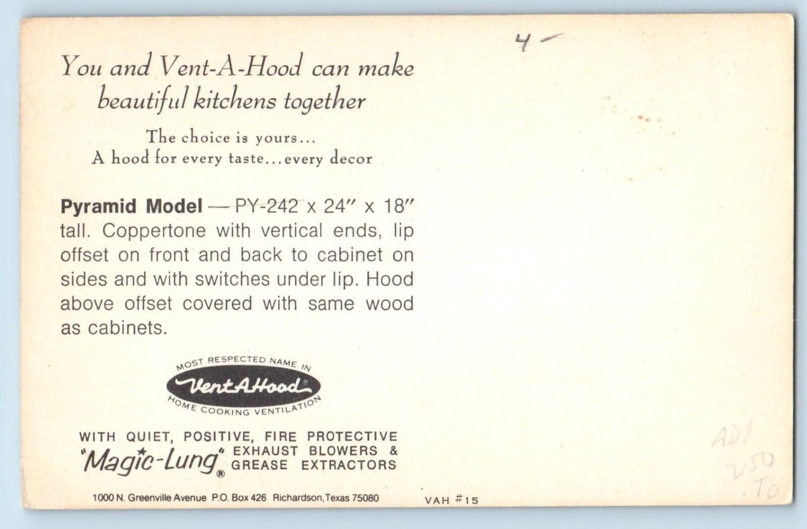 Postcard Pyramid Model Vent A Hood Magic Lung Interior View 1960 ...
