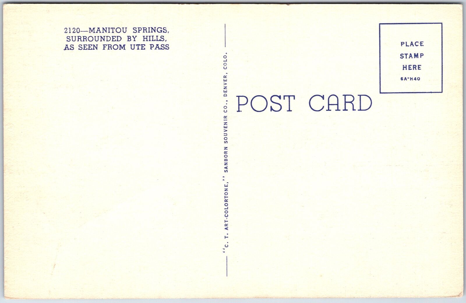 Vintage Postcard Cars Driving Through UTE Pass at Manitou Springs ...