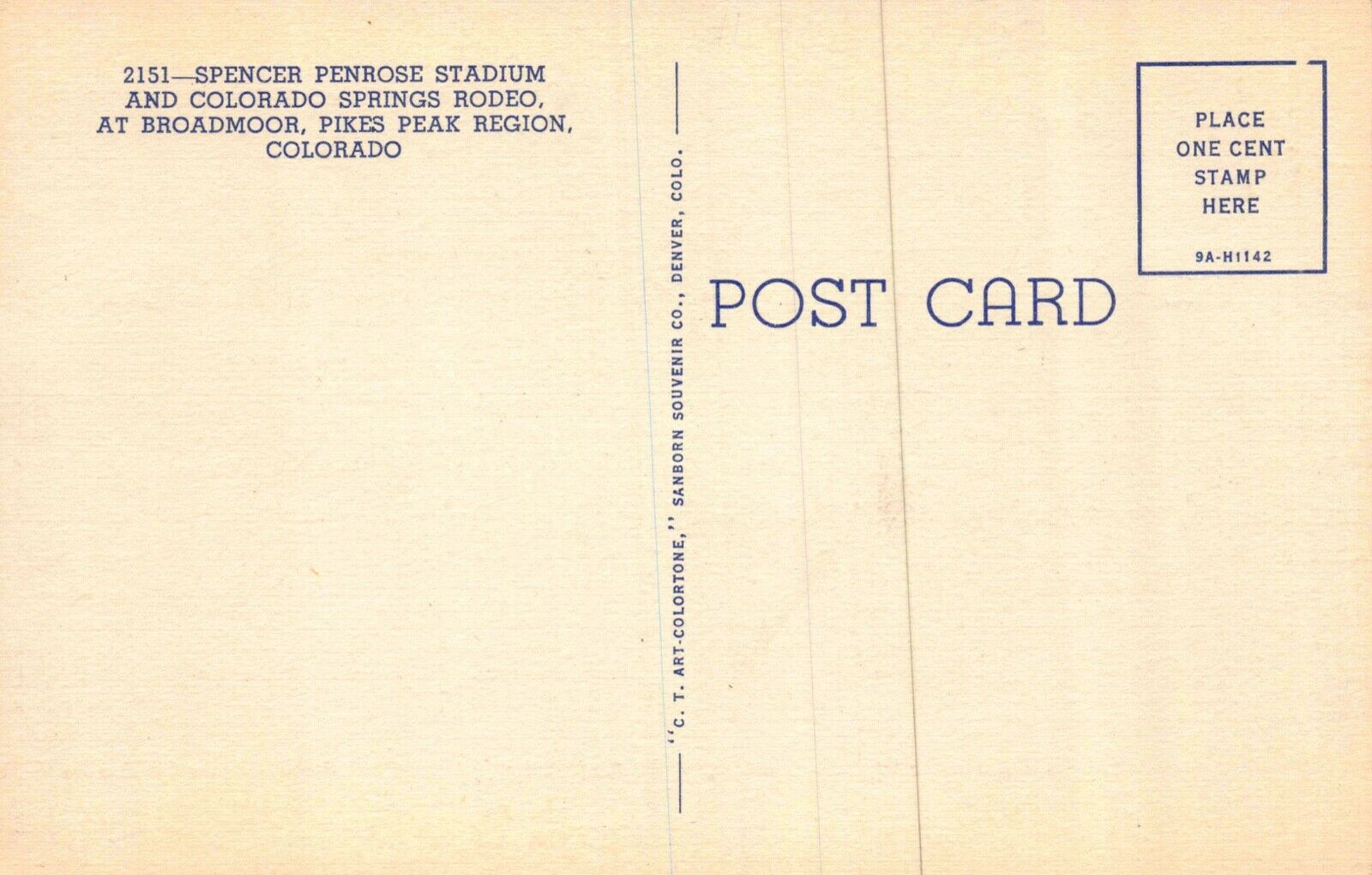 Postcard Spencer Penrose Stadium & Colorado Springs Rodeo Broadmoor ...