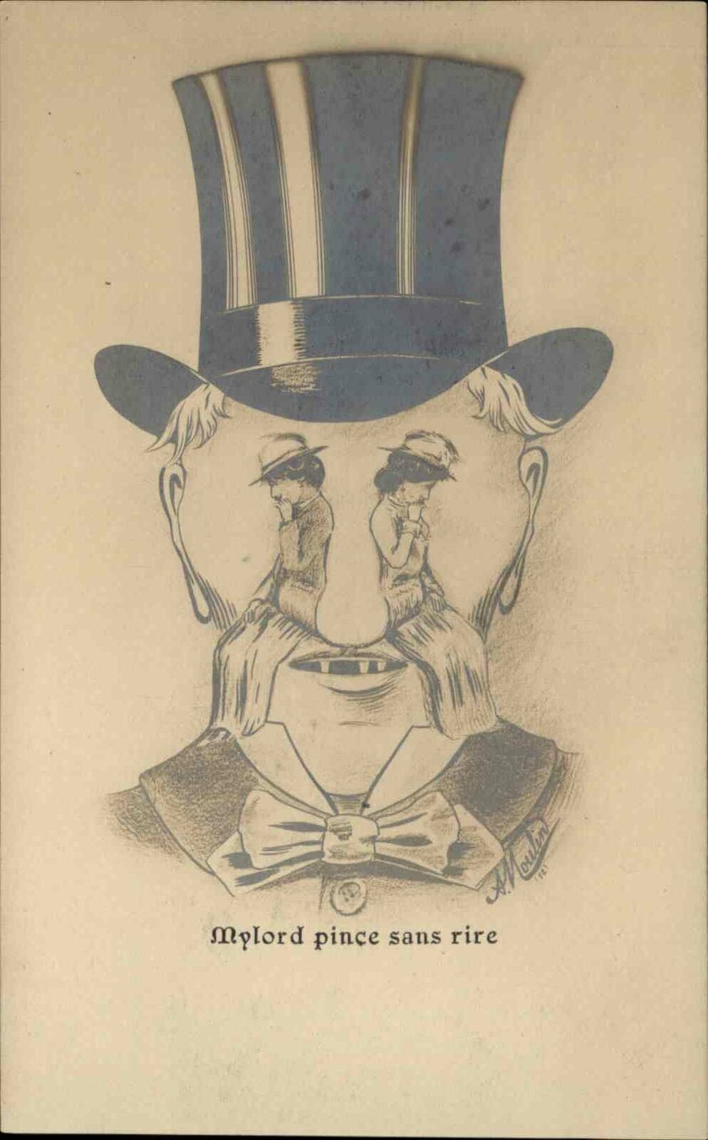 Metamorphic Fantasy Man in Top Hat Women Make Face A/ MOULIN RPPC c1900 ...