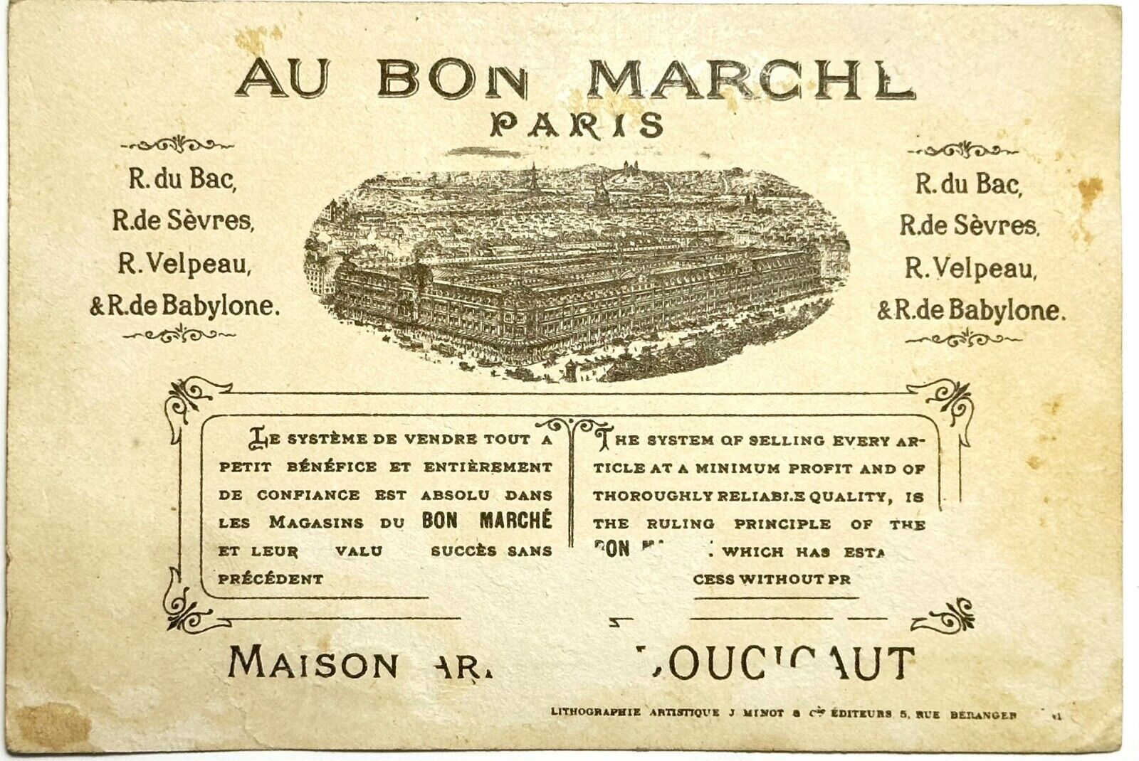 Au Bon Marche Vistorian Trade Card Lovely Young Girls Making Cat Hand ...