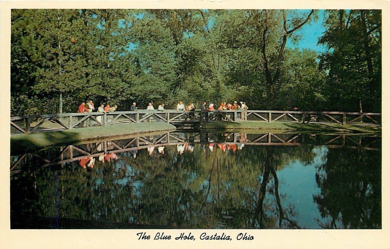 Castalia Ohio~Folks Behind Fence Look @ The Blue Hole~1950s PC | United ...