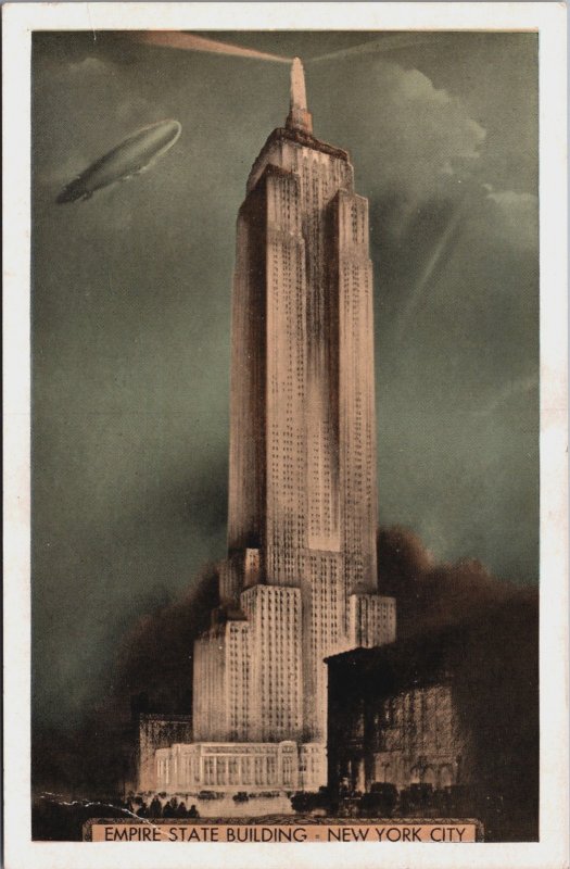 Empire State Building Zeppelin New York City Vintage Postcard C229 ...