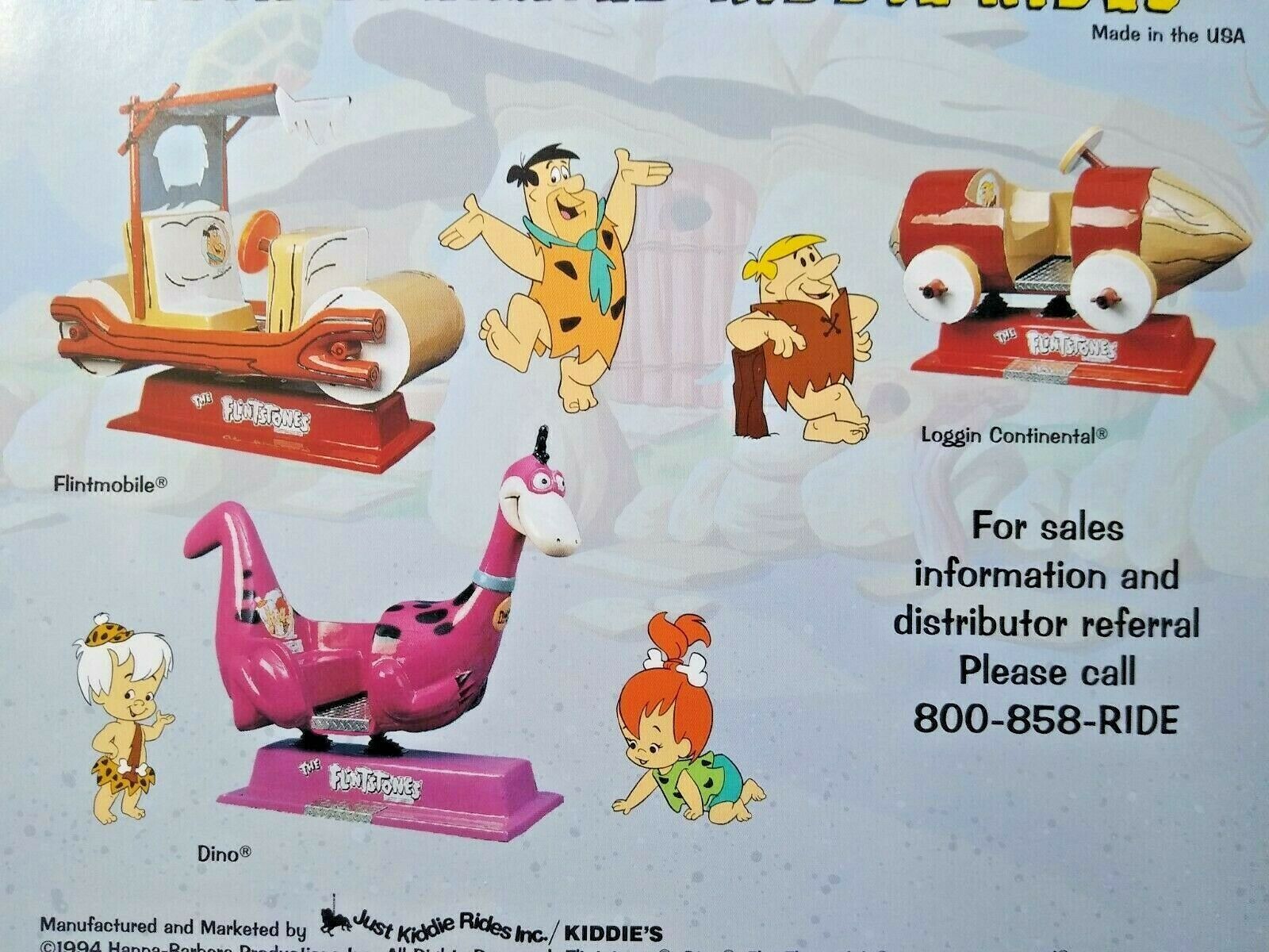 The Flintstones Kiddie Ride FLYER Original 1994 Dino The Dinosaur ...