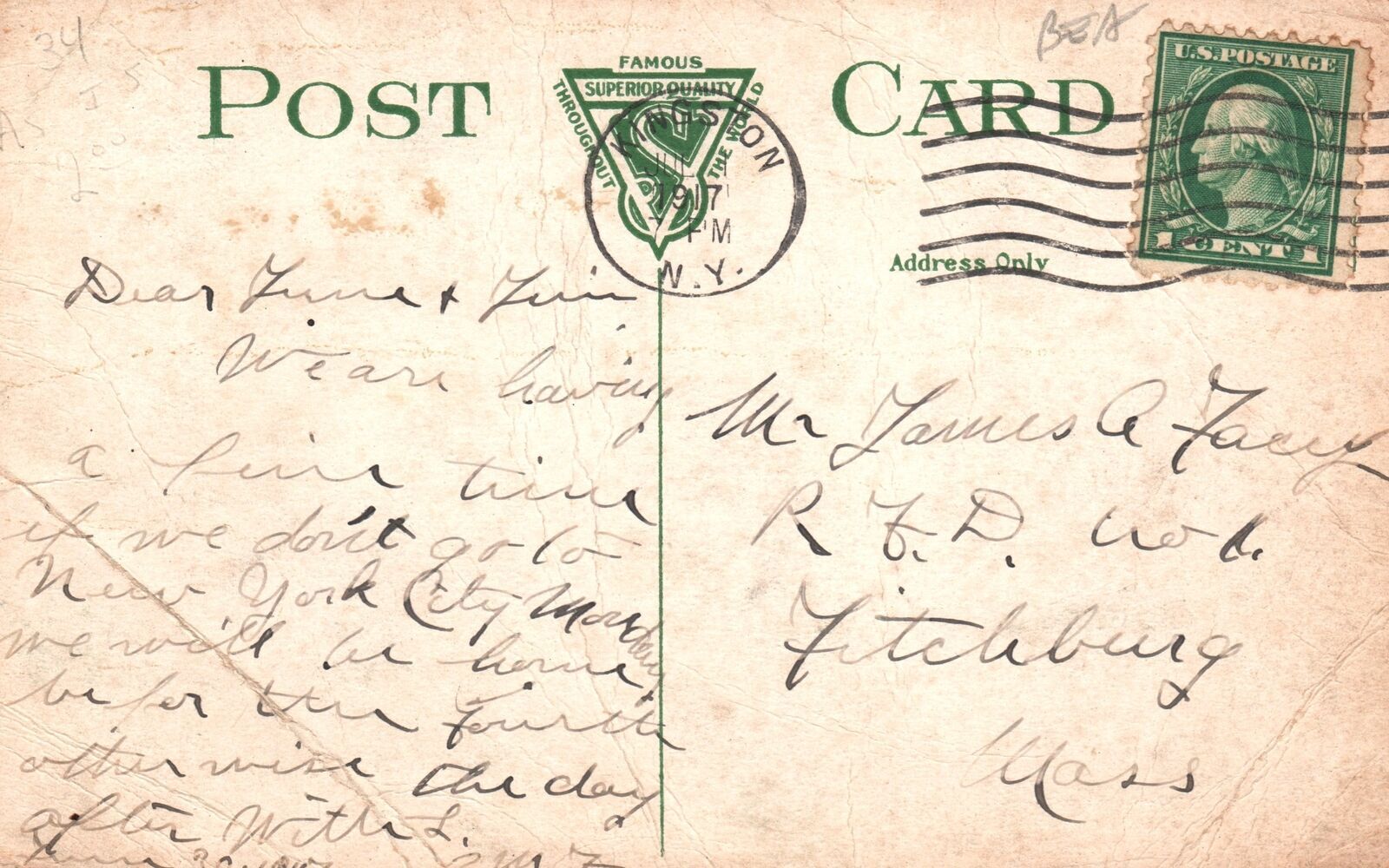 Vintage Postcard 1917 Chain Ferry Boat Riverside Rondout Port Ewen ...