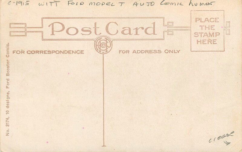 Witt Ford Model T Auto Comic humor C-1915 #2174 Postcard 22-5774 ...