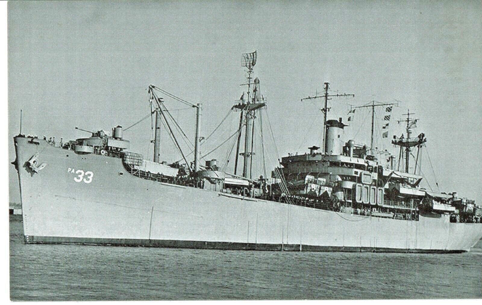 USS Bayfield APA-33 postcard US Navy Attack Transport Ship Used During ...