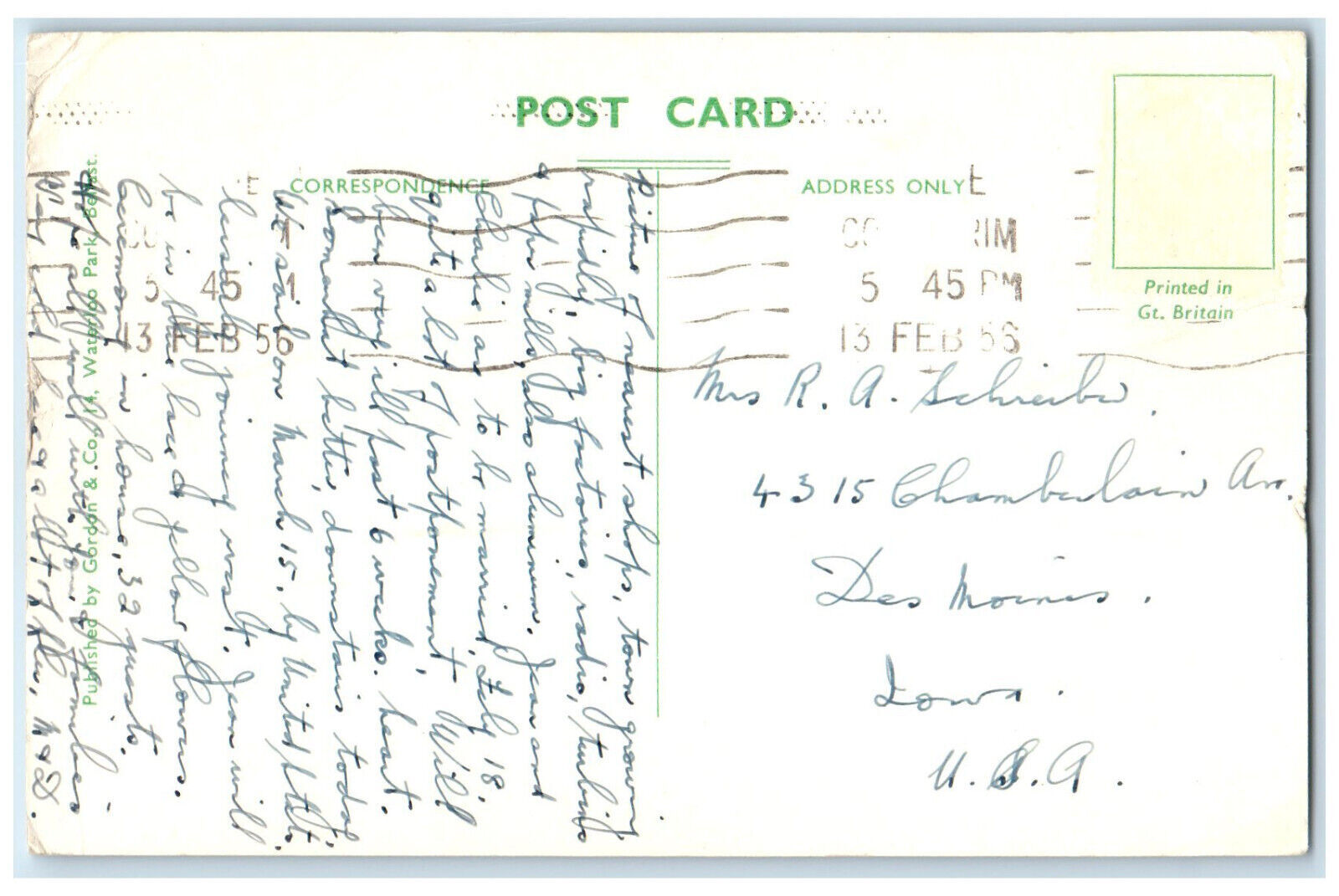 1956 Larne Main Street and Town Hall Ulster Ireland Vintage Posted ...