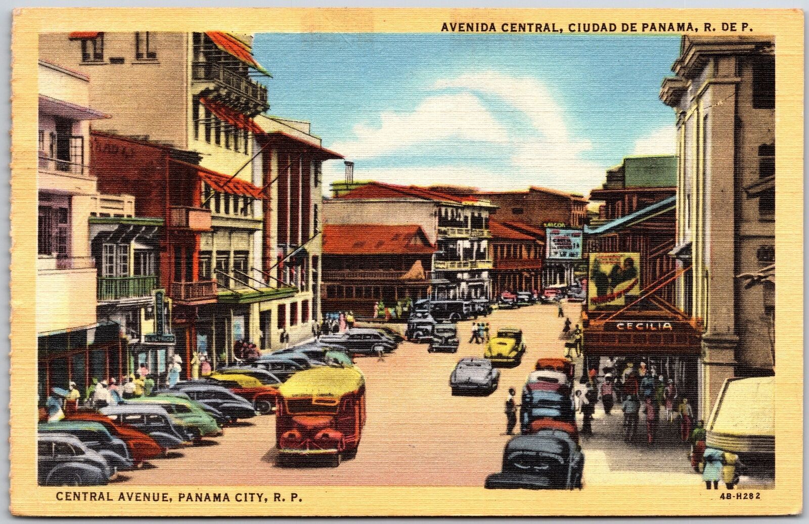 Panama City PAN, 1948, Central Avenue, Highway, Cars, Roadway, Vintage ...
