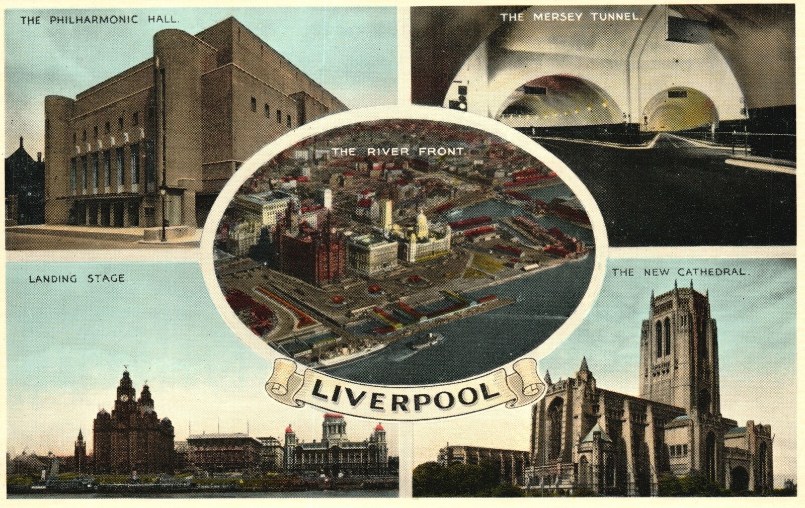 Vintage Postcard 1930's The River Front Philharmonic Hall Liverpool ...