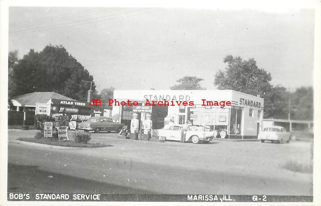 IL, Marissa, Illinois, RPPC, Bob's Standard Service Gas Station, Photo ...
