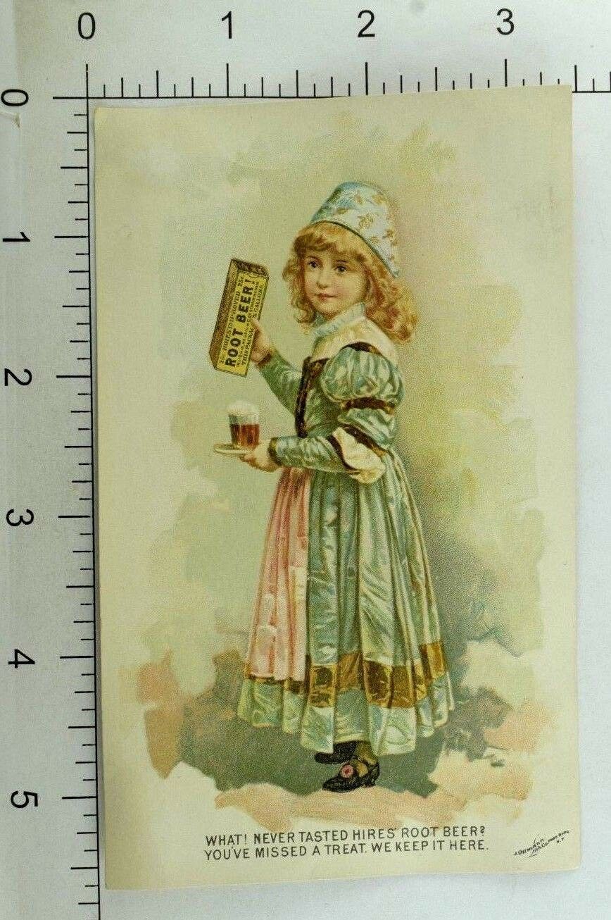 1880's-90's Hires' Root Beer Temperance Poem Girl In Blue Silk/Satin ...