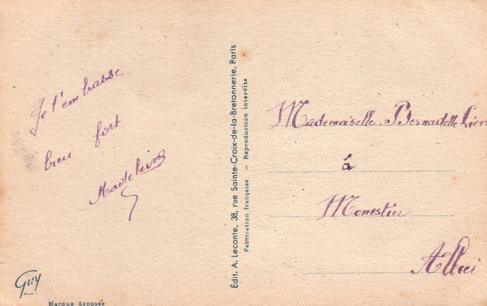 Vintage Postcard Marque Deposee Flower Bouquet Painting Wishes ...