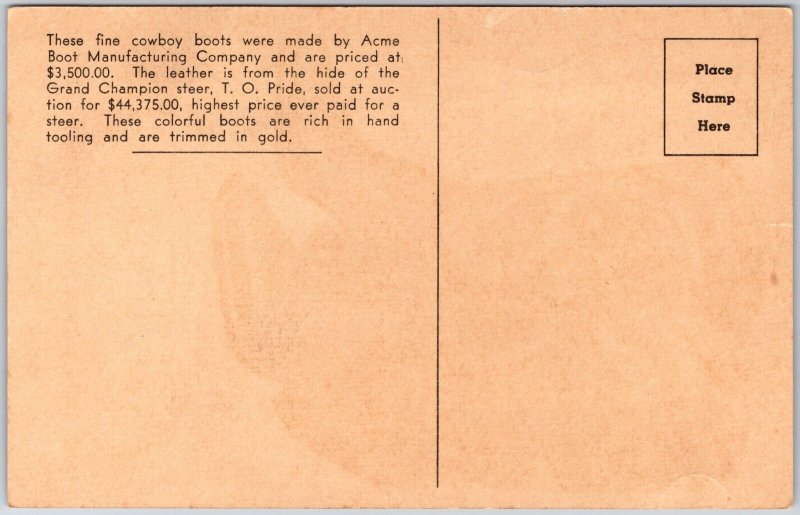 Acme Boots Cowboy Boots "Worlds Largest Manufacturers" Postcard | Other ...