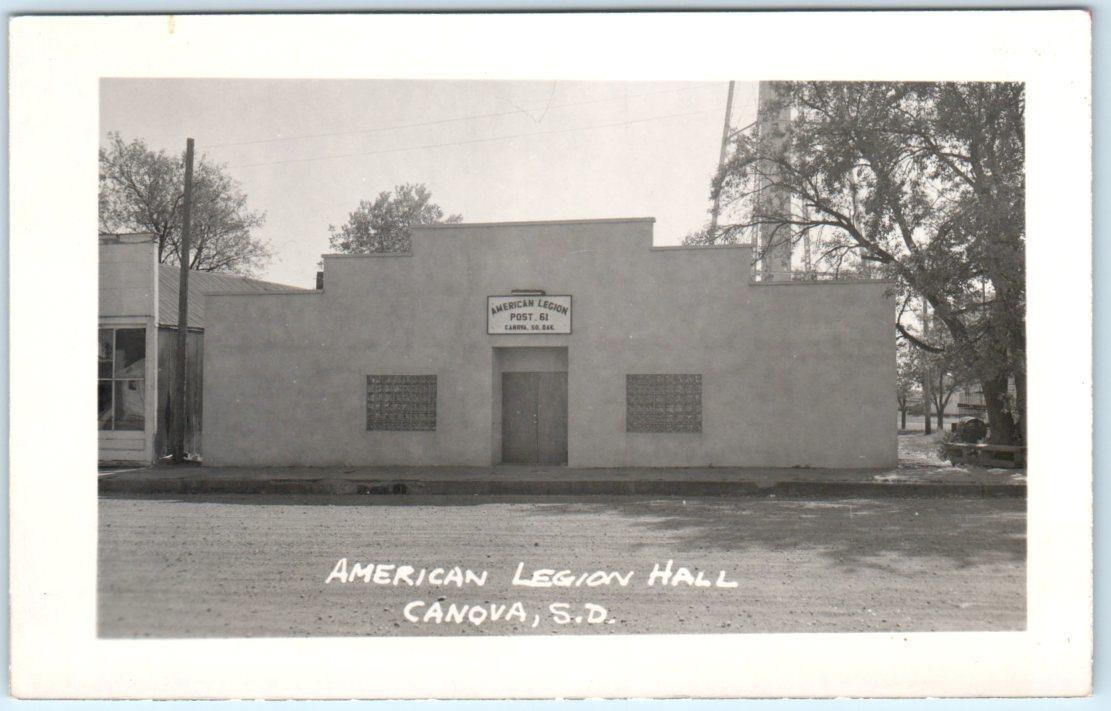 RPPC CANOVA, South Dakota SD AMERICAN LEGION HALL Fraternal Postcard ...
