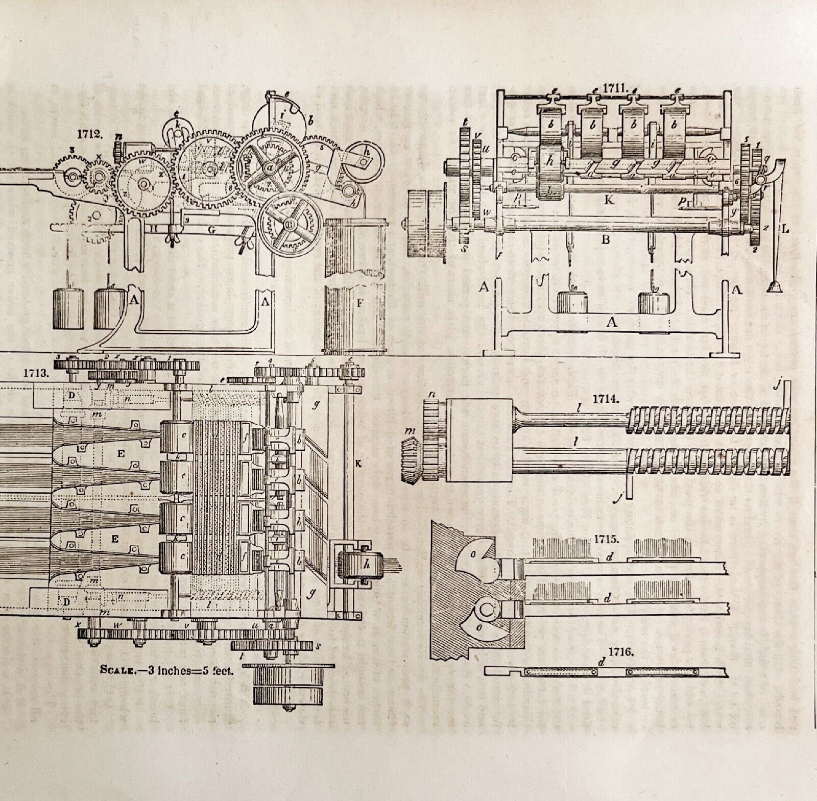 Flax Preparation Machine Woodcut 1852 Victorian Industrial Print ...