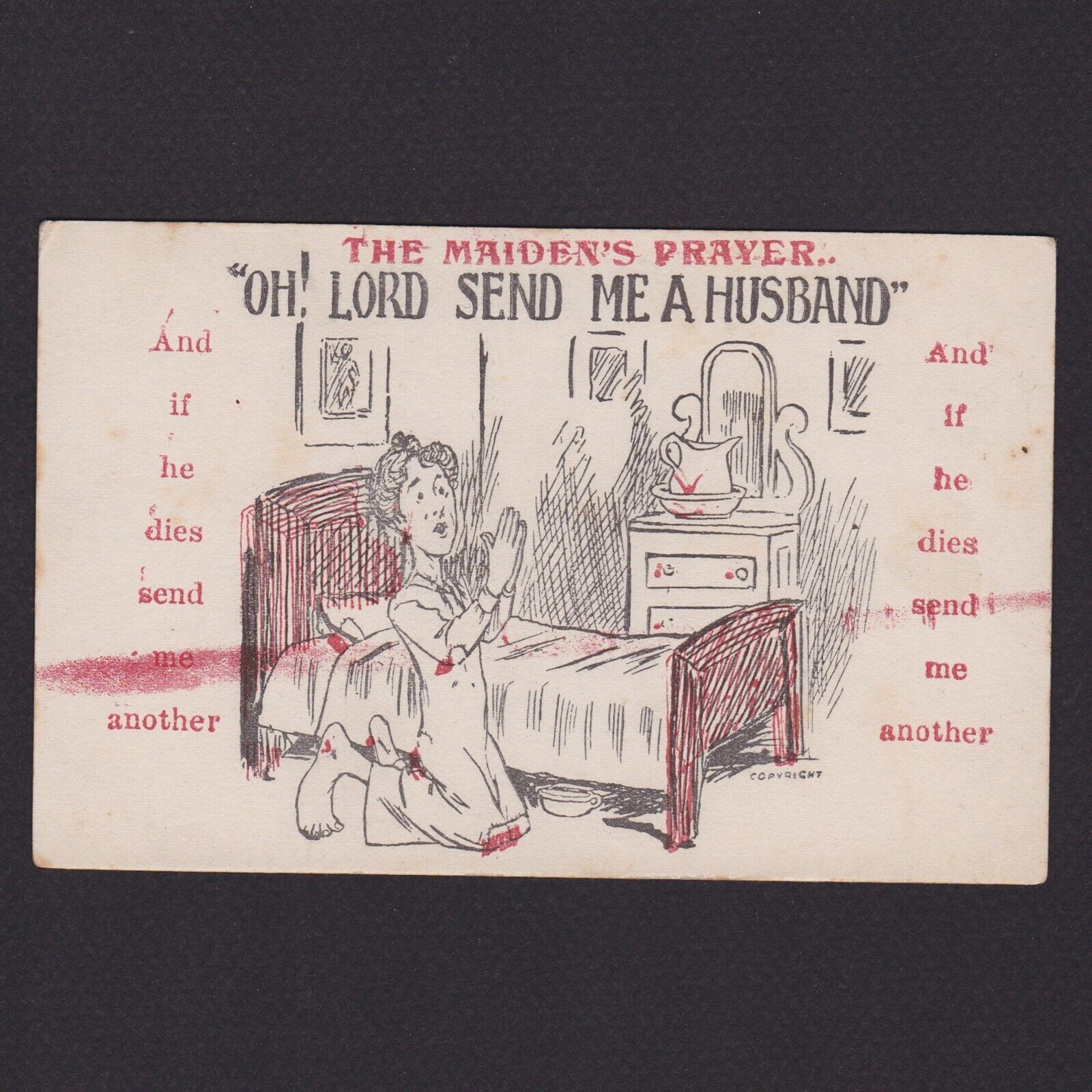 GREAT BRITAIN, Vintage postcard, The Maiden's prayer, Humor, Unposted ...