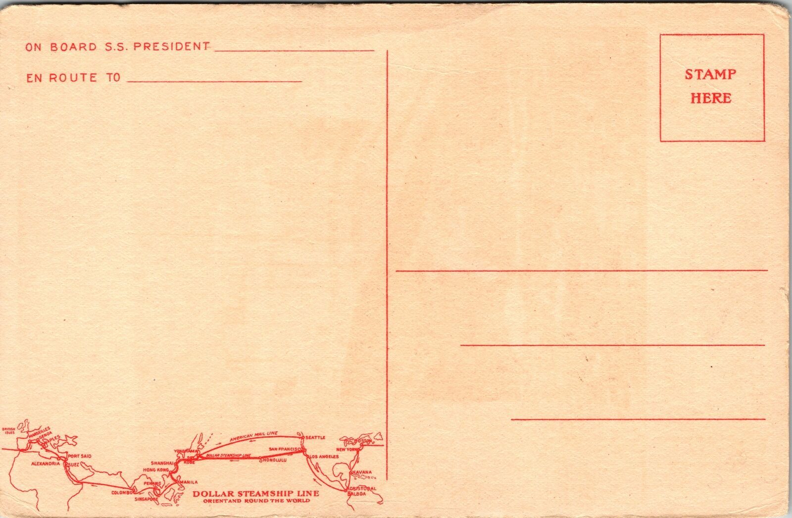 Vintage Postcard Dollar Steamship Line the Orient Round the World C ...