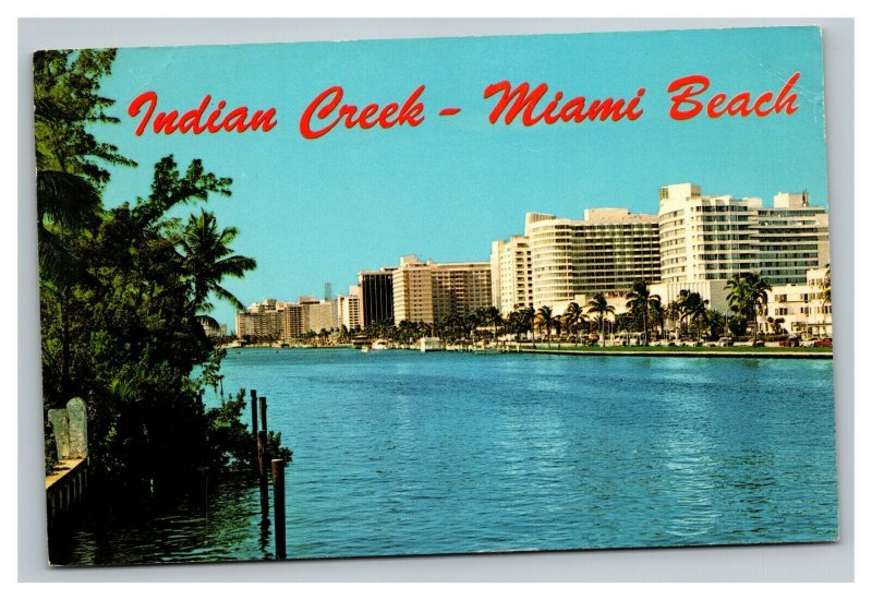 Vintage 1960's Postcard Indian Creek Miami Beach Skyline Miami Florida ...