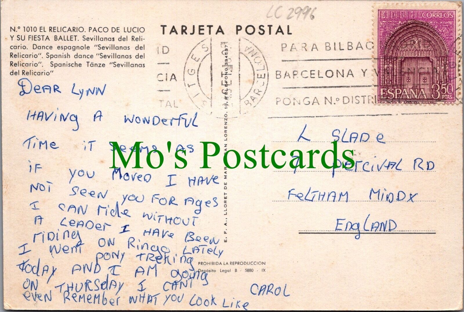 Spain Postcard-Spanish Dancers, El Relicardio, Paco De Lucio Y Su ...