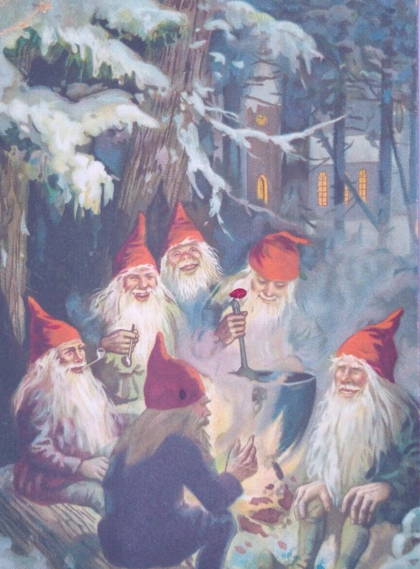 1900s Fantasy Santa Gnomes Tomten Jenny Nystrom Swedish Vtg Christmas ...