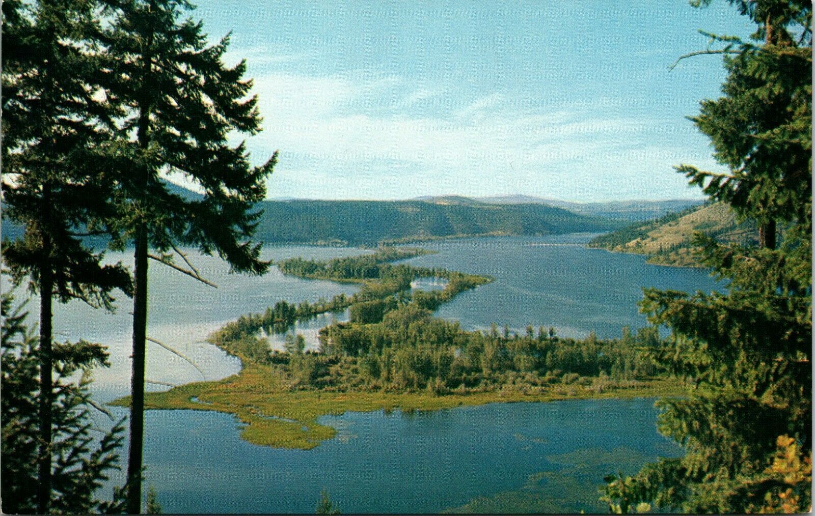 ST Joe River & Lake Chatcolet Idaho aerial birds eye view postcard ...