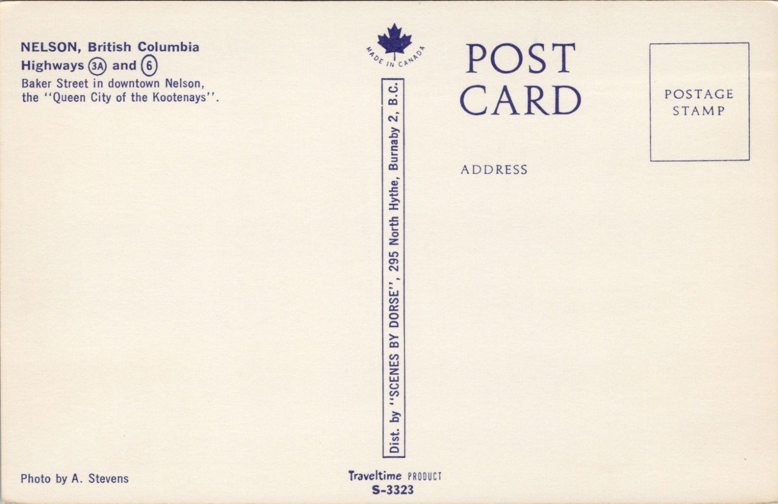 Nelson BC Baker Street Unused Vintage Postcard D66 | Canada - Other ...