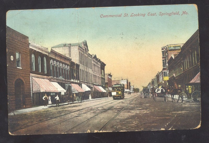Springfield Missouri MO. Downtown Commercial Street Scene 1912 Postcard ...