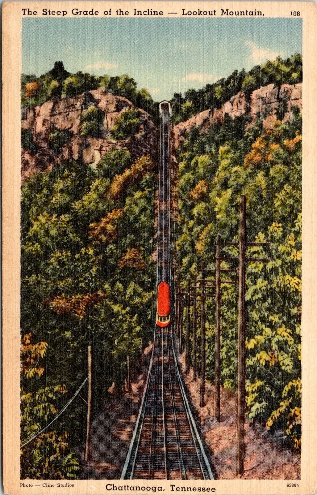 Chattanooga Tennessee Lookout Mountain Incline Tram Scenic Linen ...