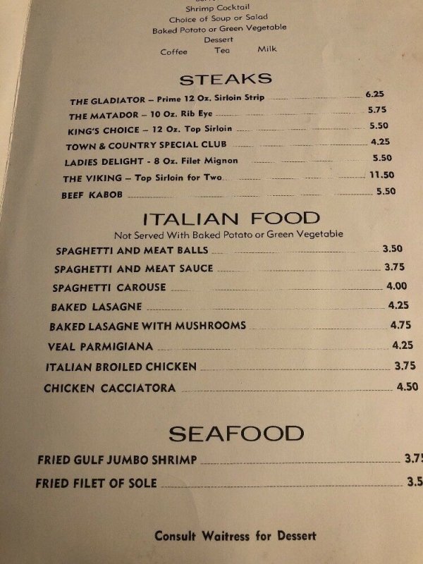 Vintage 60s TOWN & COUNTRY Large Restaurant Menu Dallas TX Texas ...