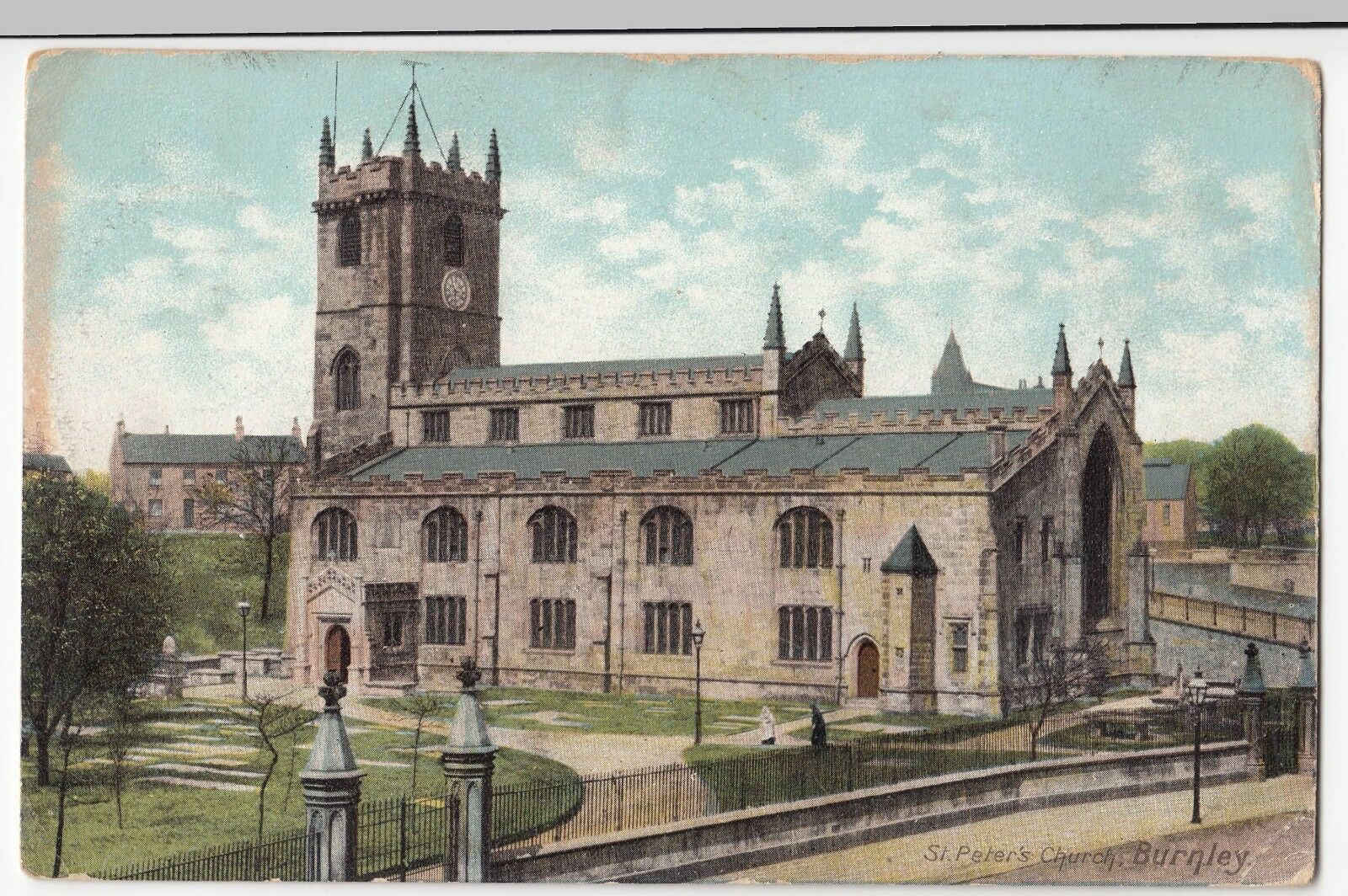 Lancashire; St Peters Church, Burnley PPC, 1904 PMK To Irene Harrison ...