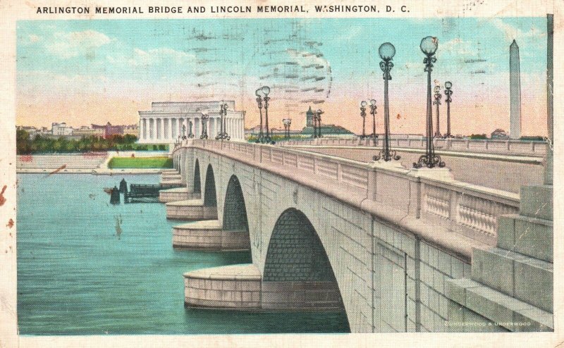 Vintage Postcard 1935 Arlington Memorial Bridge & Lincoln Memorial ...