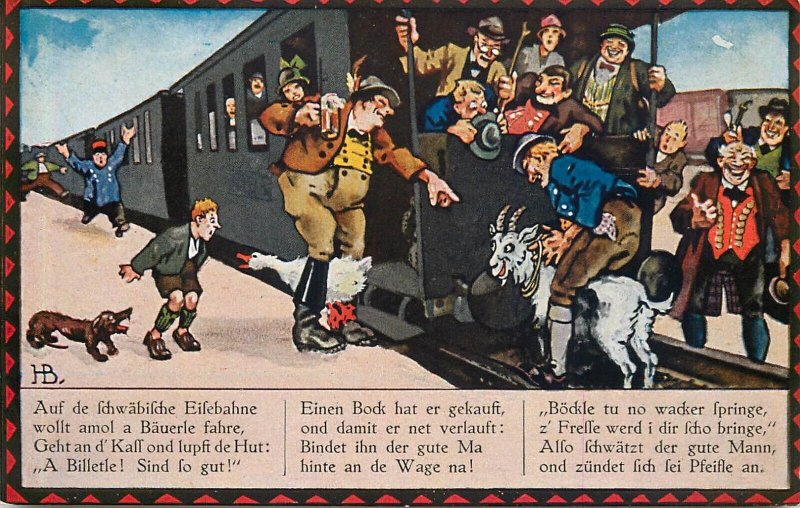 Funny scenes on the Swabian railway German comic caricatures by Hans ...