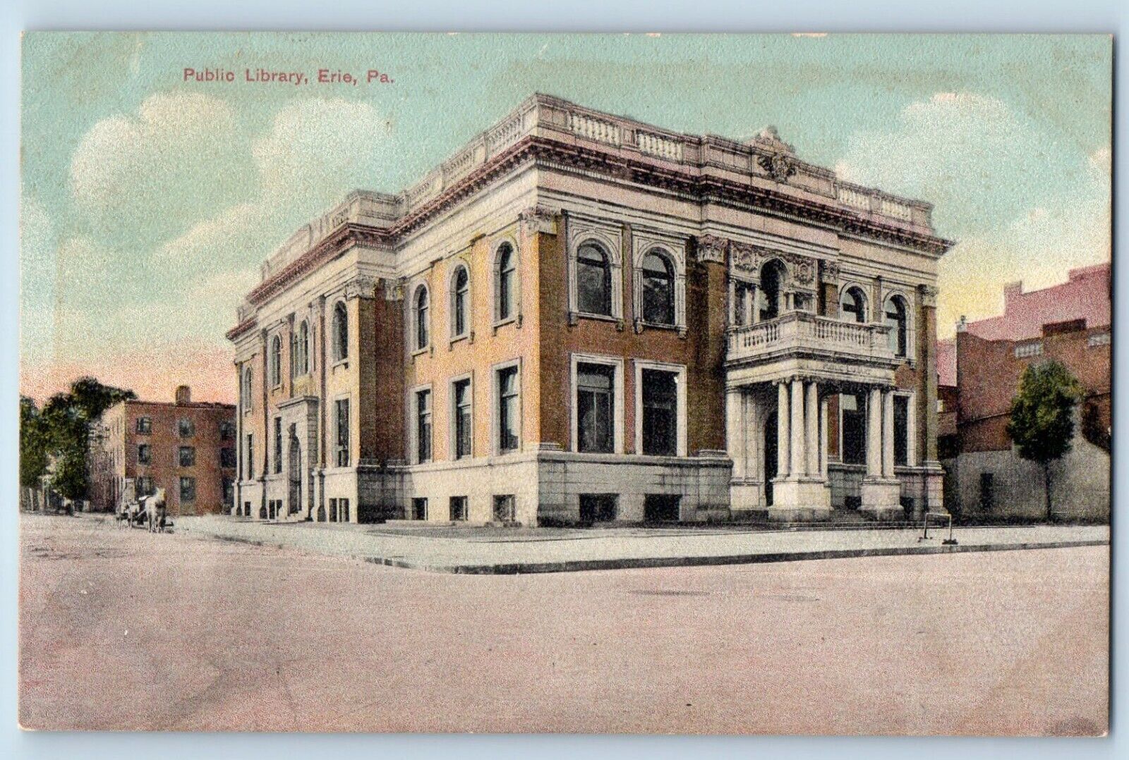Erie Pennsylvania Postcard Public Library Exterior Building 1910 ...