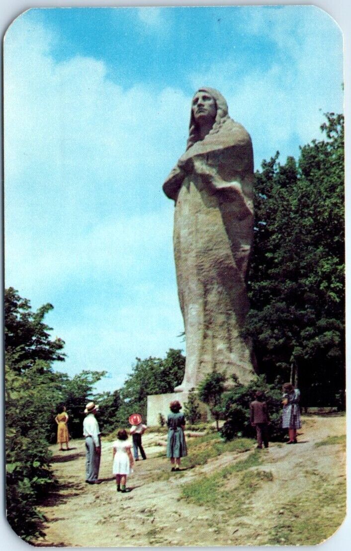 Postcard - Black Hawk Statue, Eagle's Nest Bluff, Lowden State Park ...