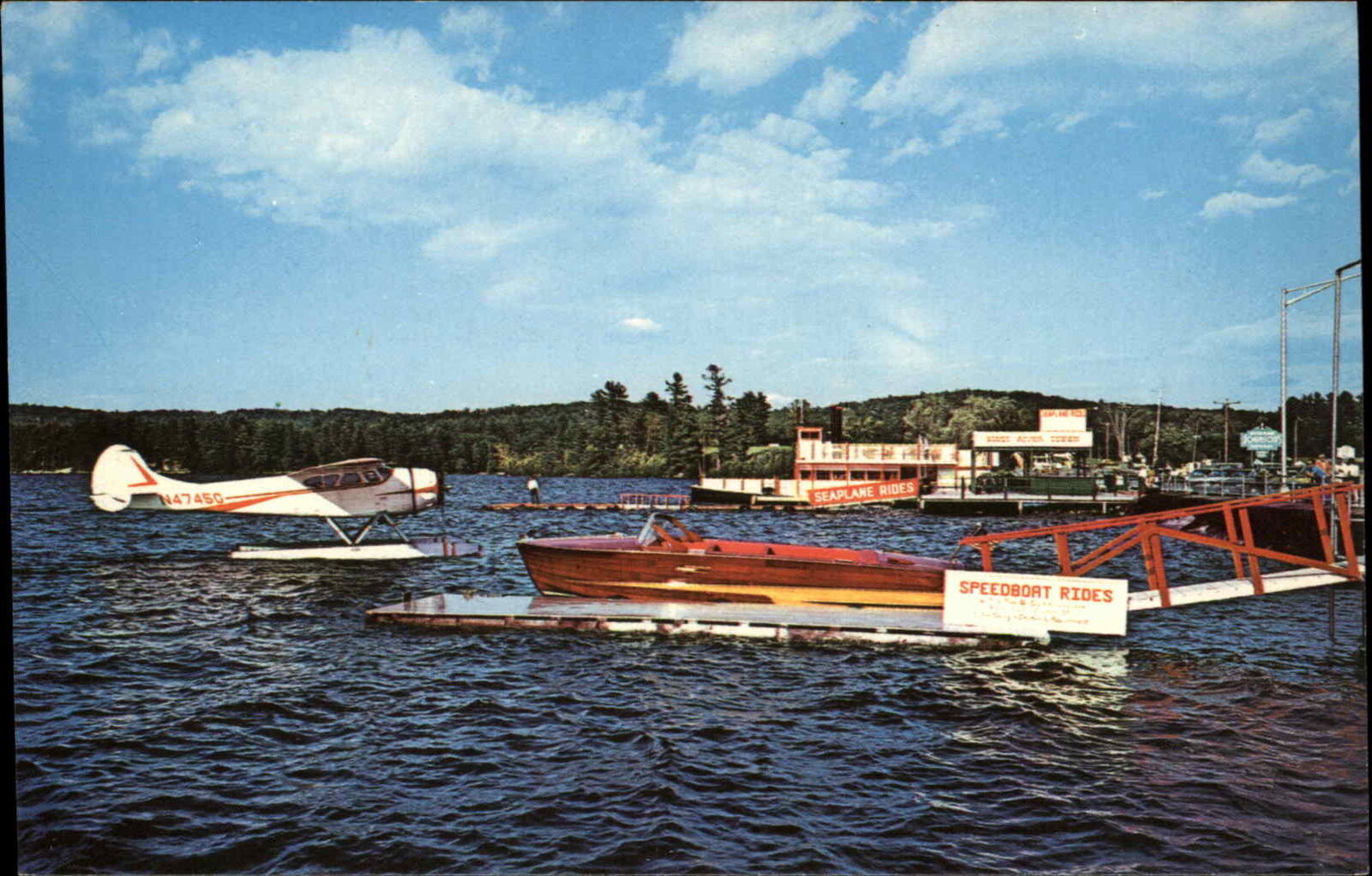 Sebago Long Lake Maine ME Seaplane Rides Boat Rides c1950s-60s Postcard ...