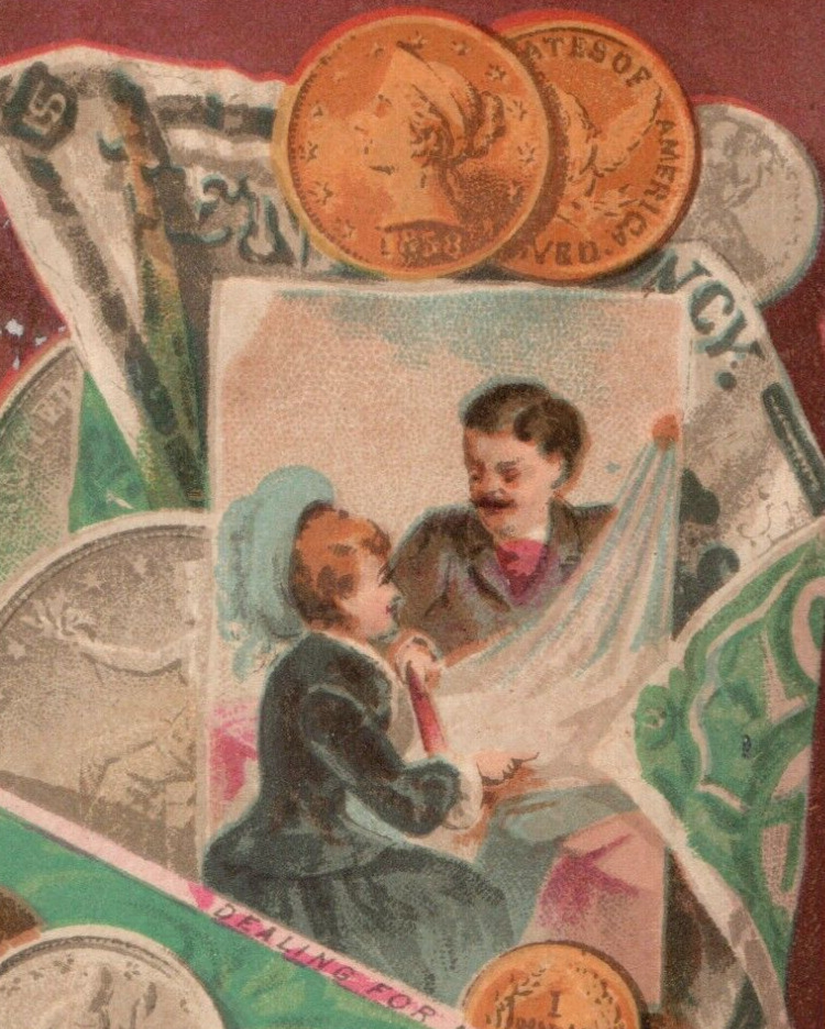 1880s Victorian Trade Cards U.S. Currency Coins Notes Bills Lot Of 2 ...
