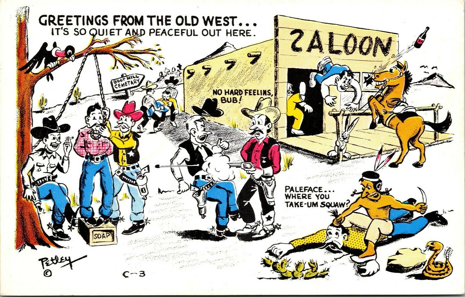 Vtg Comic Quiet Old West Shooting Scalping Hanging Boot Hill Petley ...
