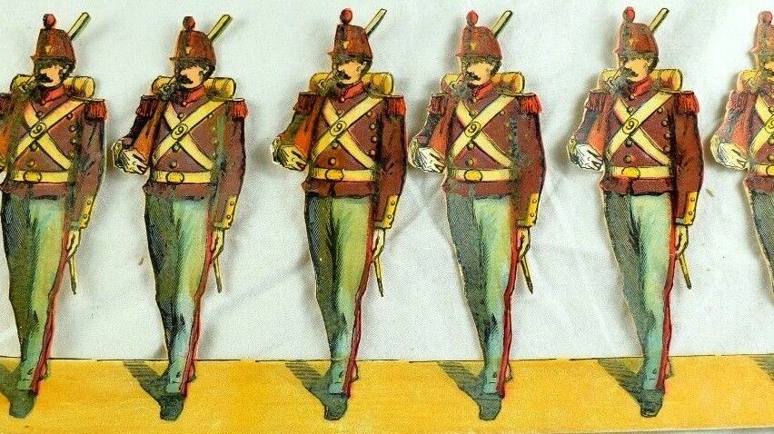 1870's-80's Die Cut Civil War Paper Toy Soldiers 2 Strip total 4 1/4" X ...
