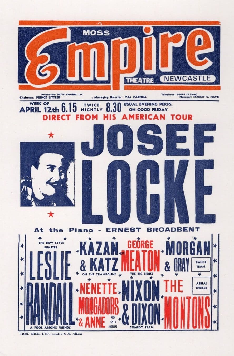 Josef Locke Live at Moss Empire Newcastle Poster Postcard | Topics ...
