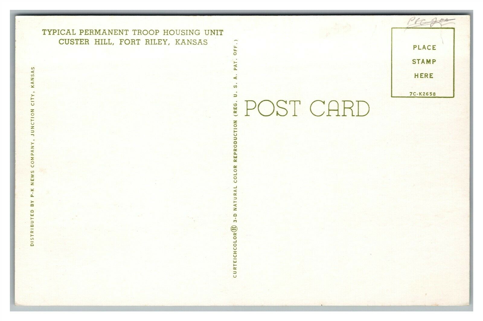 Postcard KS Fort Riley Kansas Custer Hill Troop Housing Unit US Army ...