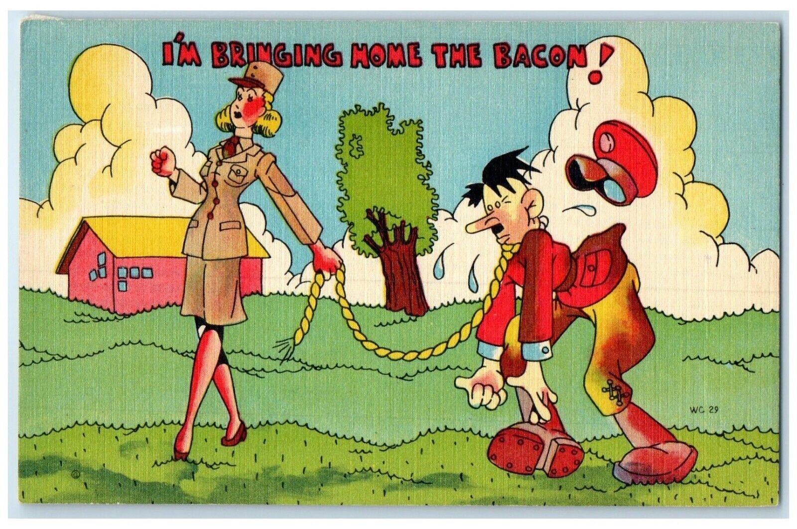 c1930's Police Woman I'm Bringing Home The Bacon WW2 Dictator Vintage ...