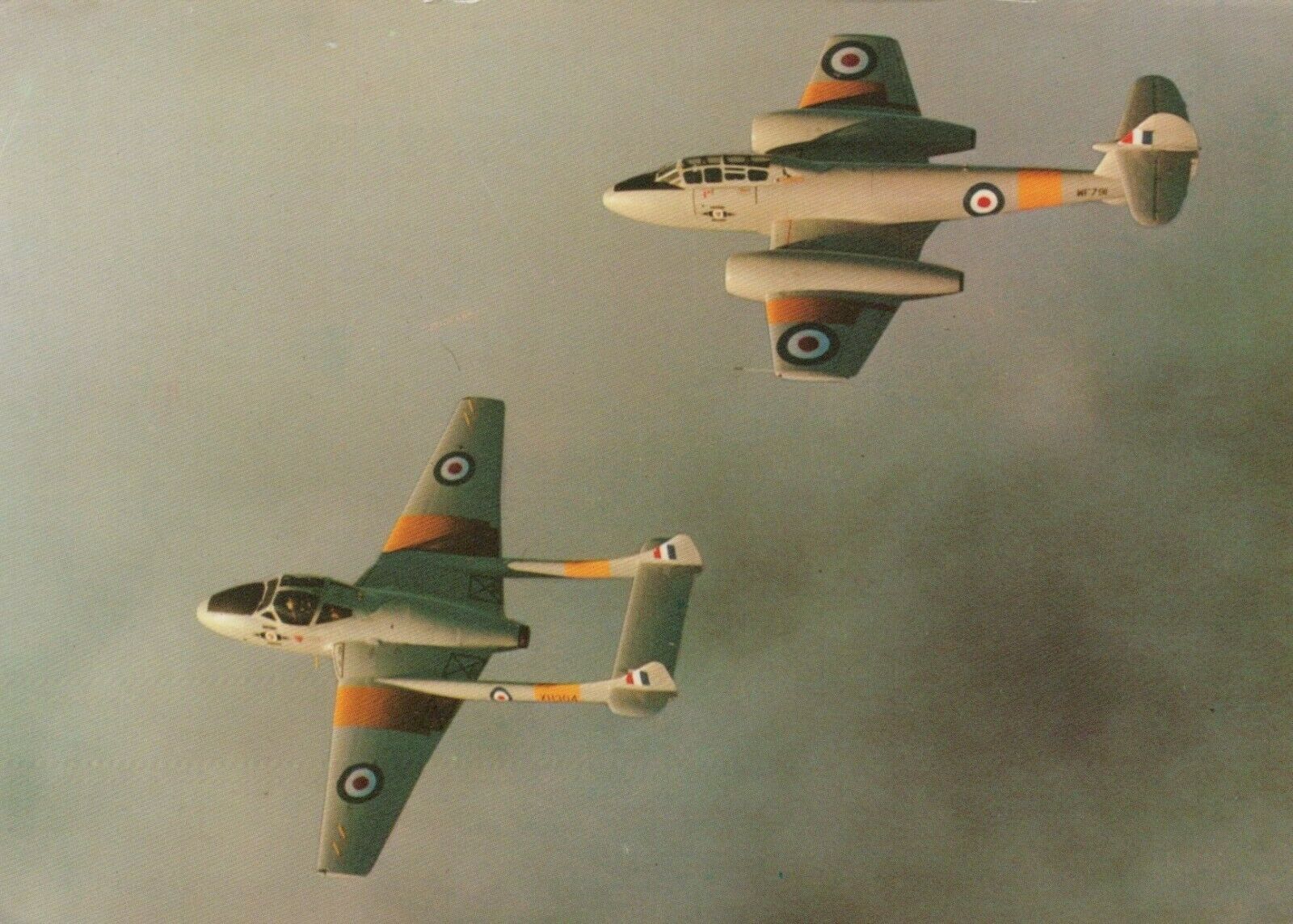 Military Aviation Postcard - DH.115 Vampire & Gloster Meteor Aeroplanes ...