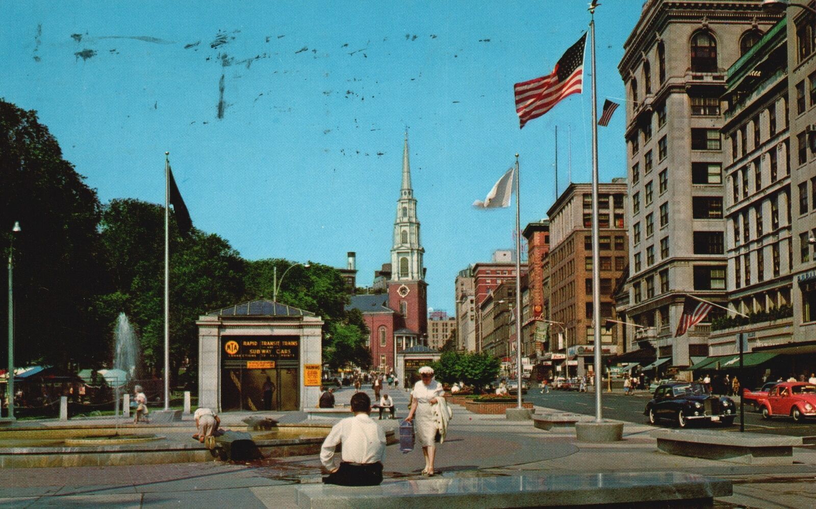 Vintage Postcard 1969 Fremont Street Mall and Park Church Boston ...
