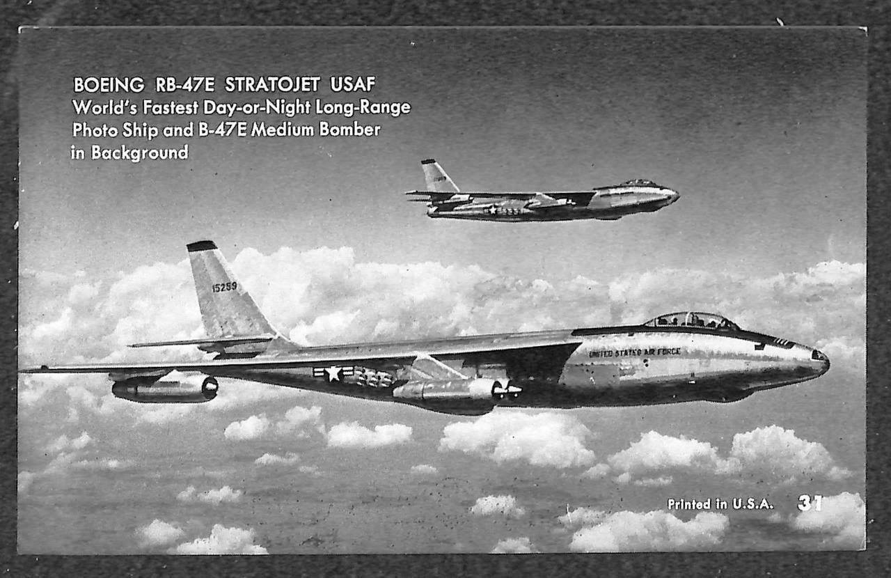 Aviation Military Boeing Rb-47E Stratojet Usaf Mutoscope Postcard ...