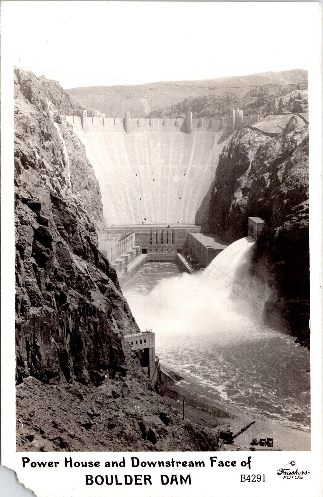 Power House Downstream Face Boulder Dam Postcard PM Boulder City NV ...