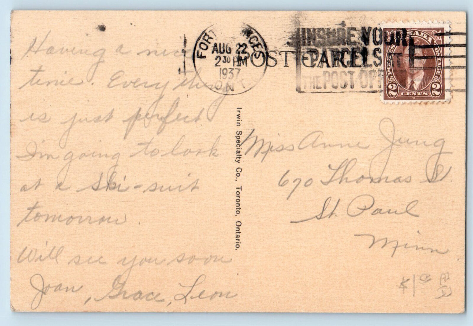 Ontario Canada Postcard View on Highway North of Fort Frances 1937 ...