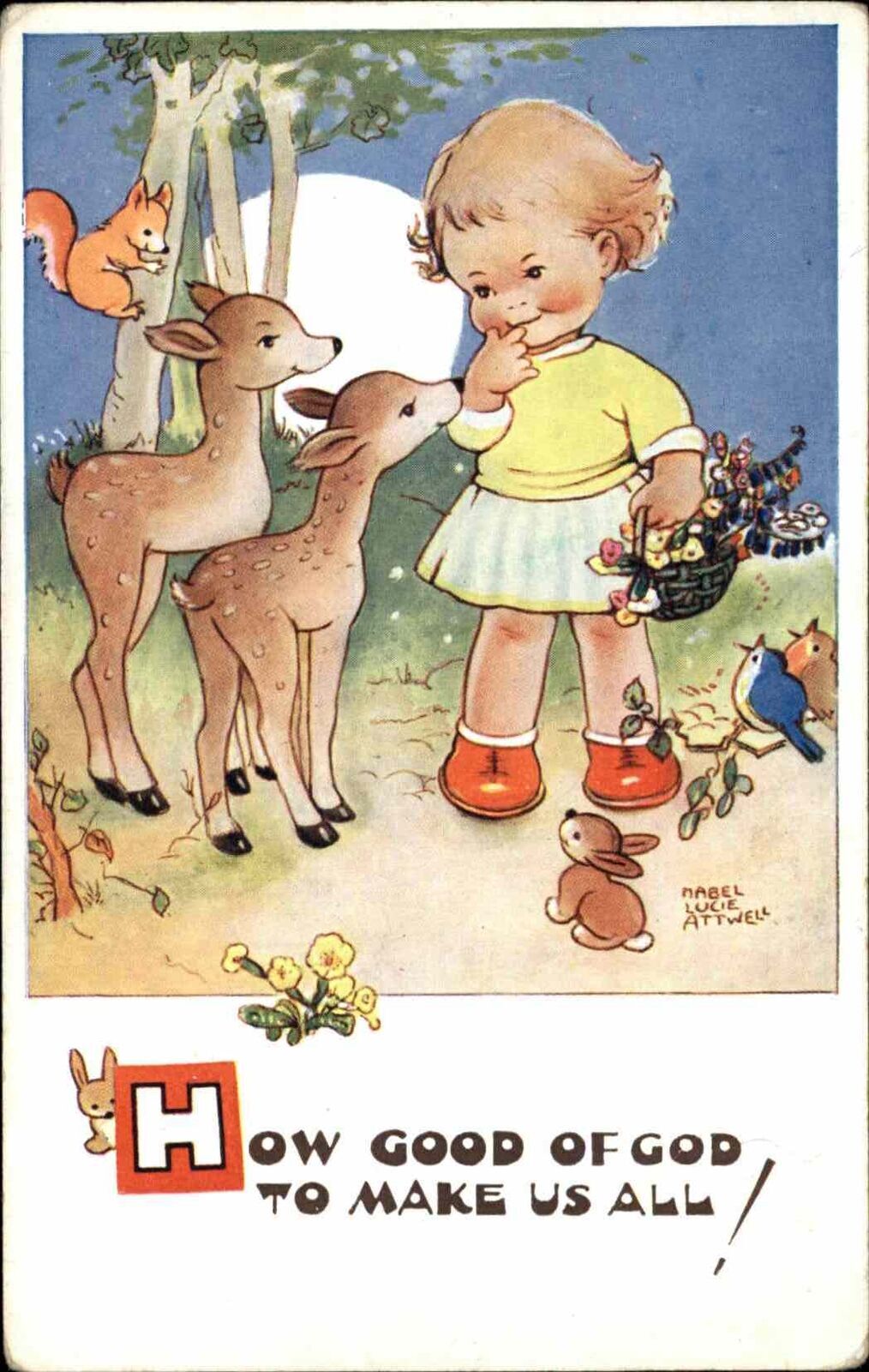 Vintage Postcard MABEL LUCIE ATTWELL No. 5330 Little Girl w Deer and ...