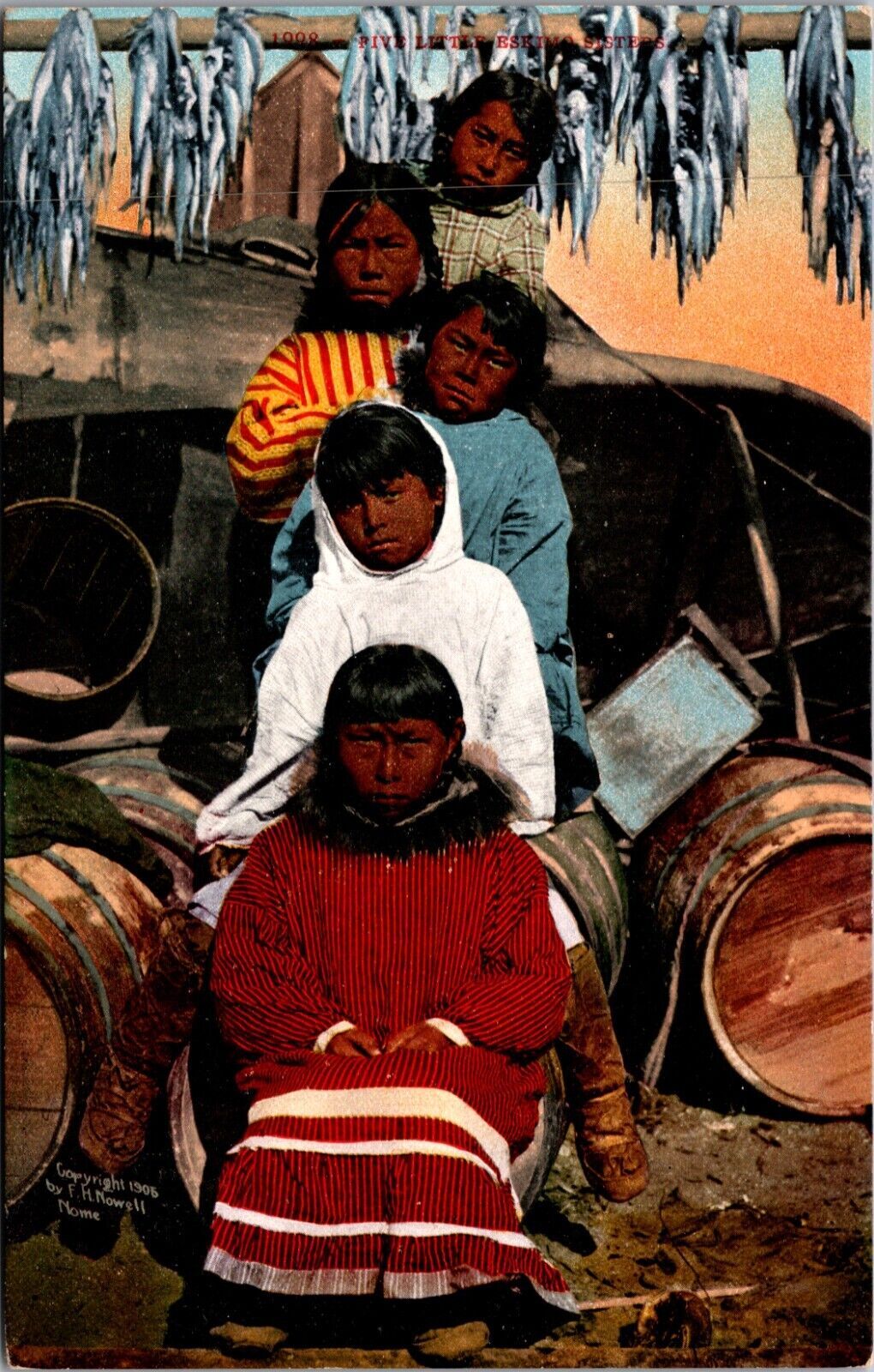 Vintage Photo Postcard Nome Alaska 5 Natives Pose With Fish FH Powell ...