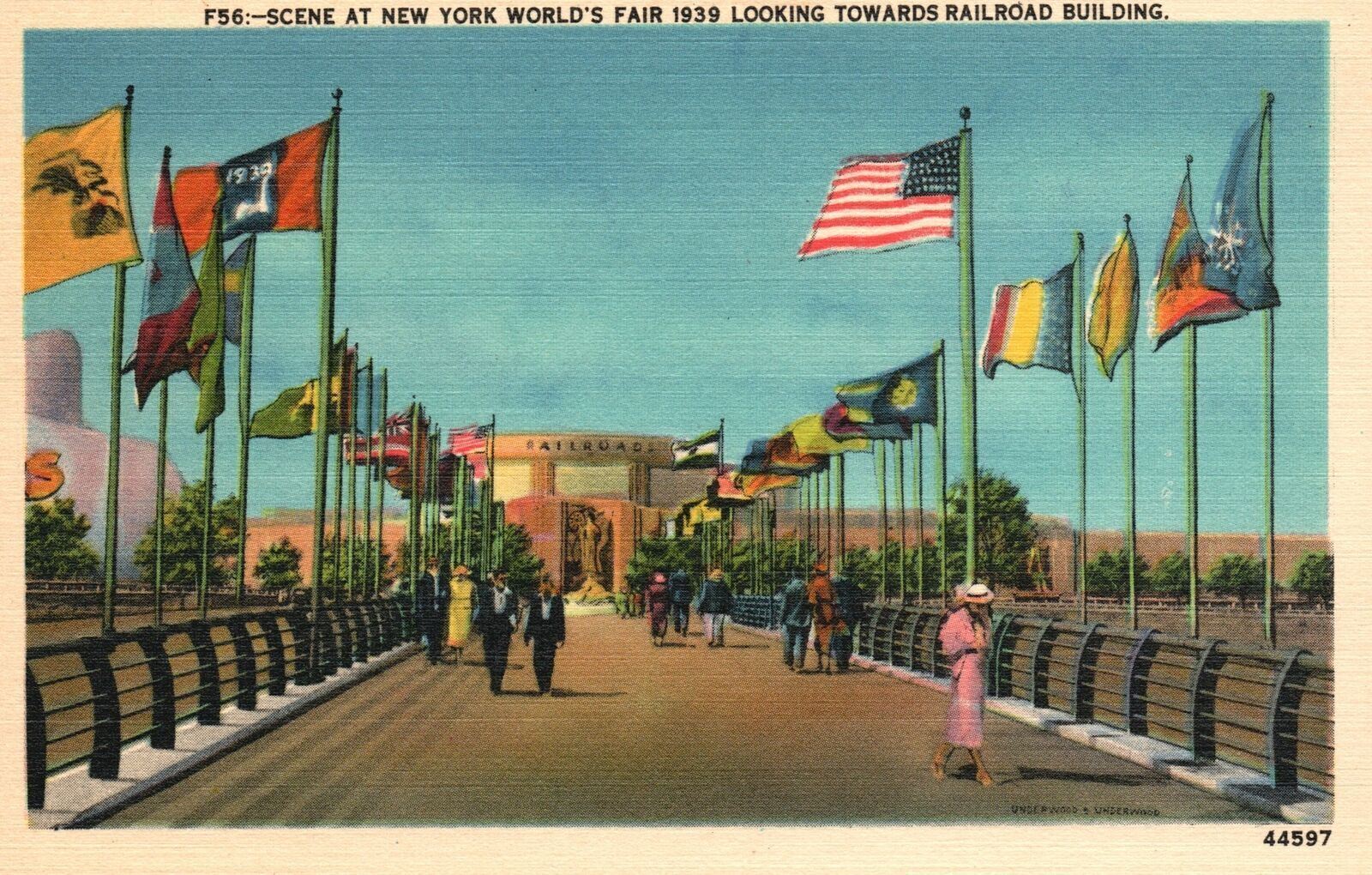 Vintage Postcard Scene At New York World's Fair 1939 Towards Railroad ...